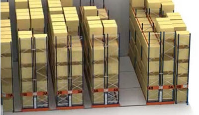 3D animation of a mobile racking system for pallets - Mecalux.ng