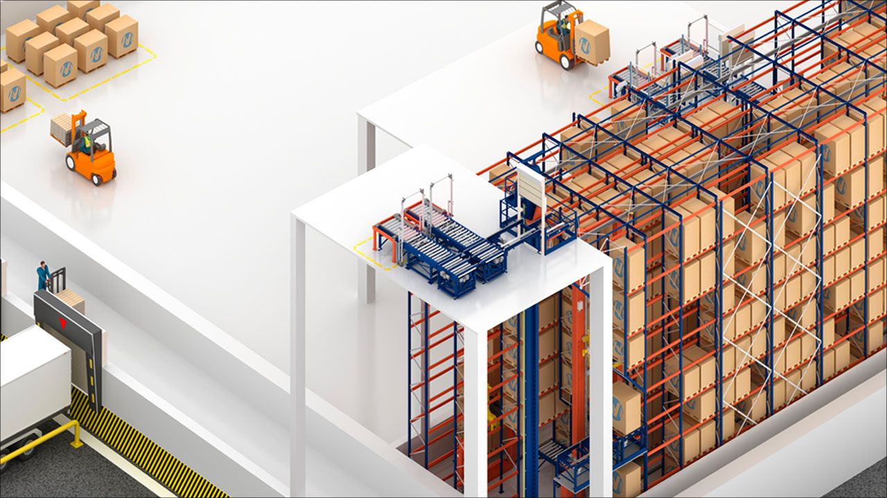 Video of a case study of automated trilateral cranes - Mecalux.ng